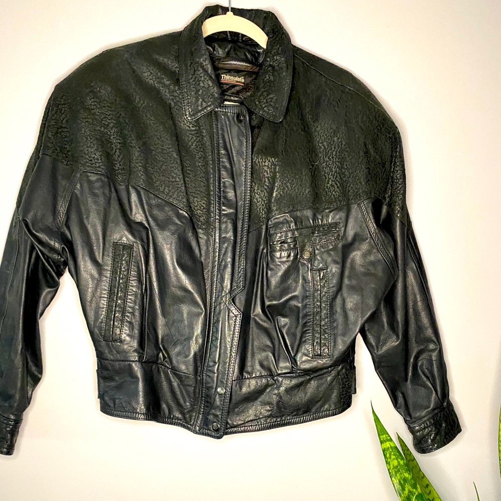 Vintage 100% Leather Pelle Cuir Jacket - Gem